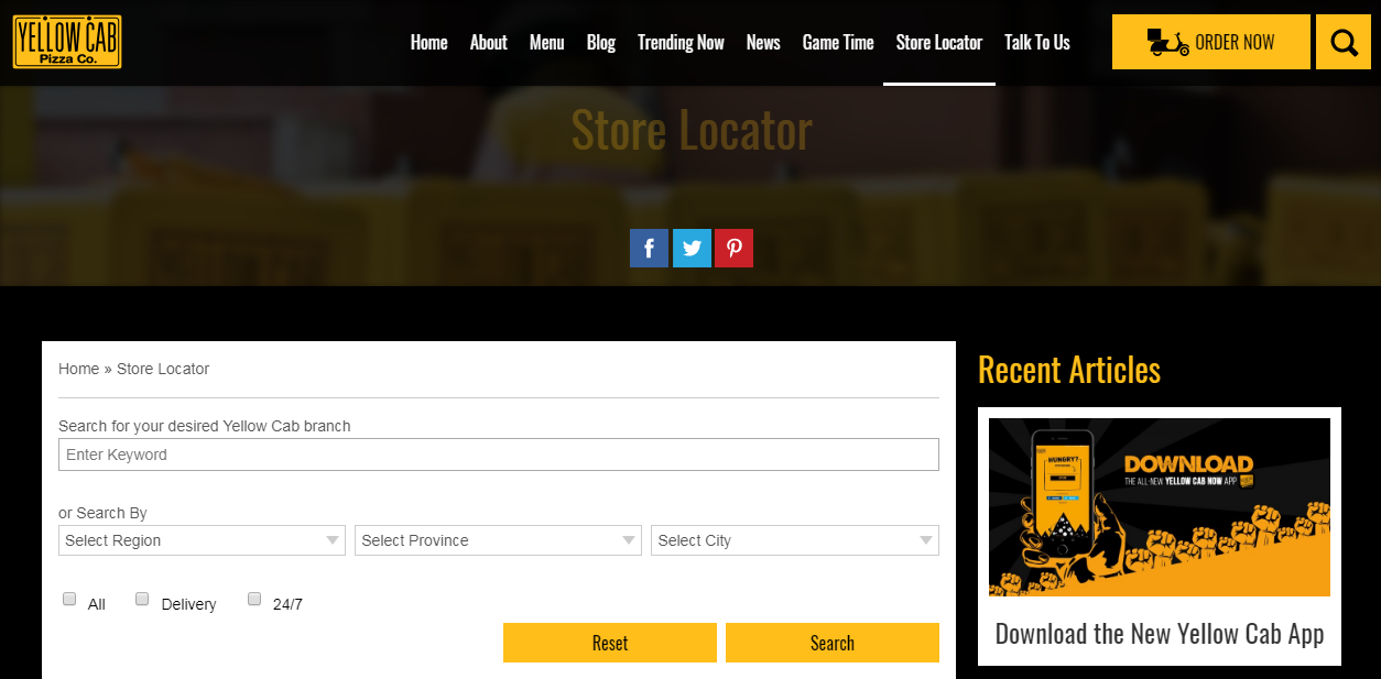 Yellow Cab Delivery: Hotline and Online Delivery